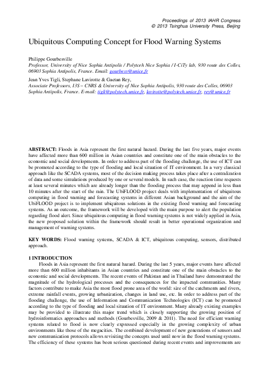 (PDF) Ubiquitous Computing Concept for Flood Warning Systems