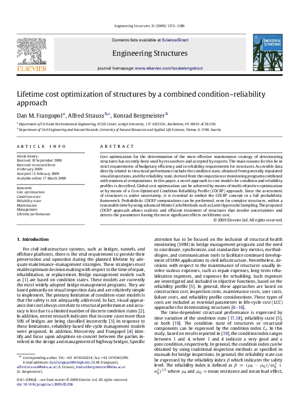 Pdf Lifetime Cost Optimization Of Structures By A Combined Conditionreliability Approach
