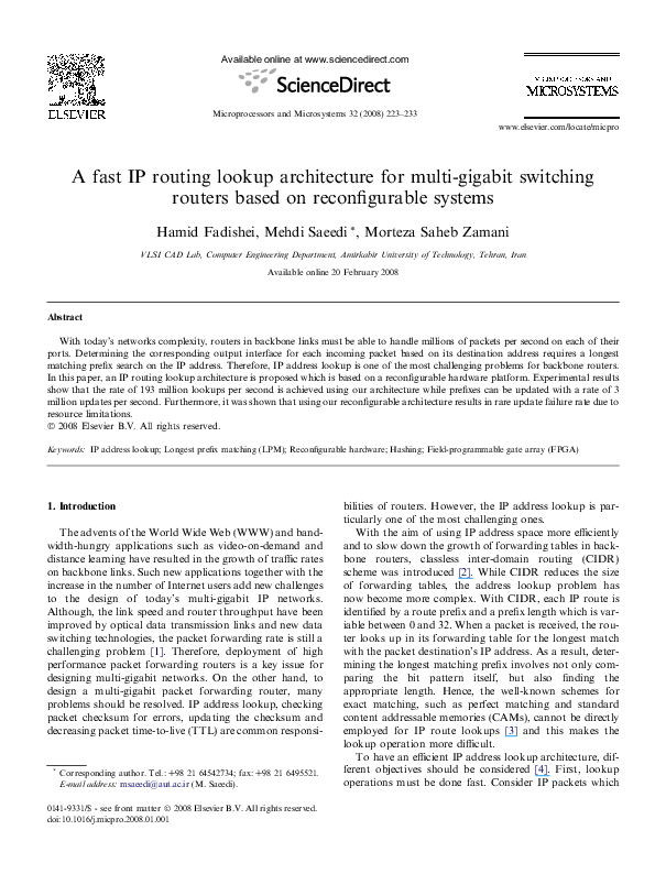 (PDF) A fast IP routing lookup architecture for multi-gigabit switching routers based on ...