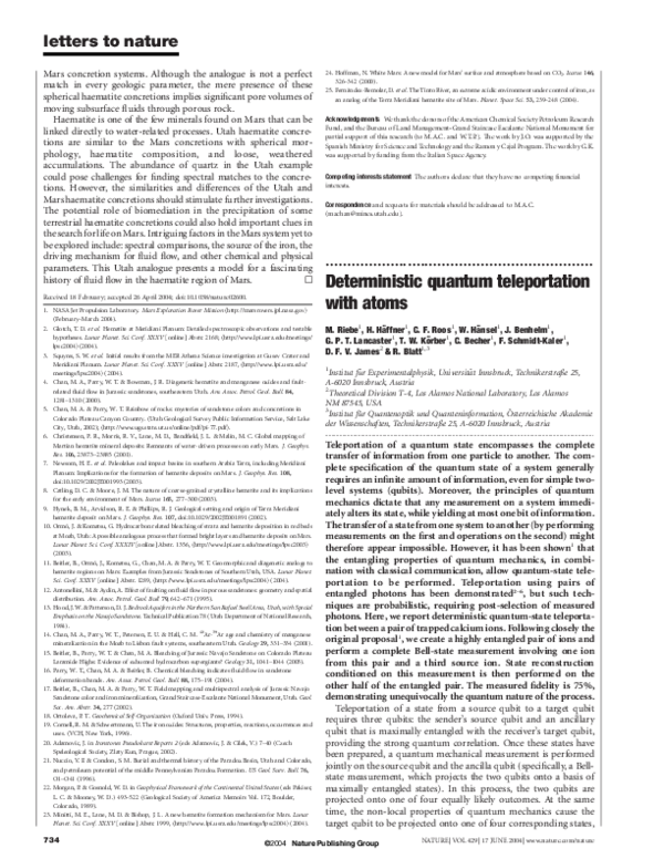 (PDF) Deterministic quantum teleportation with atoms