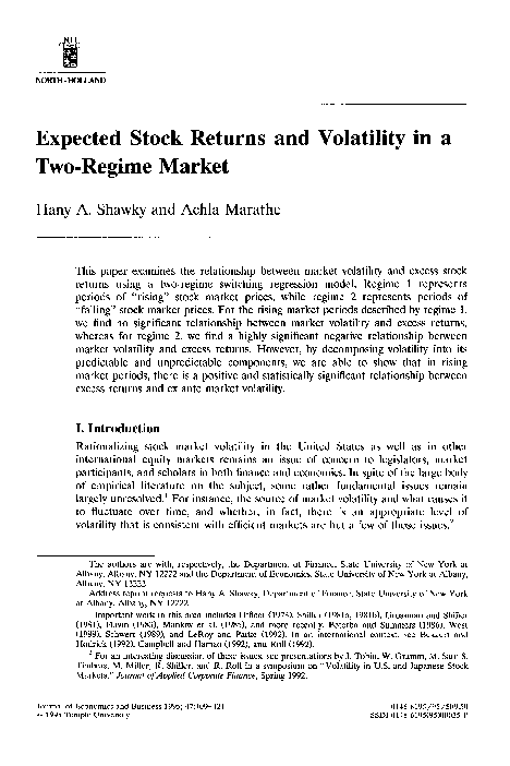 (PDF) Expected stock returns and volatility in a two-regime market
