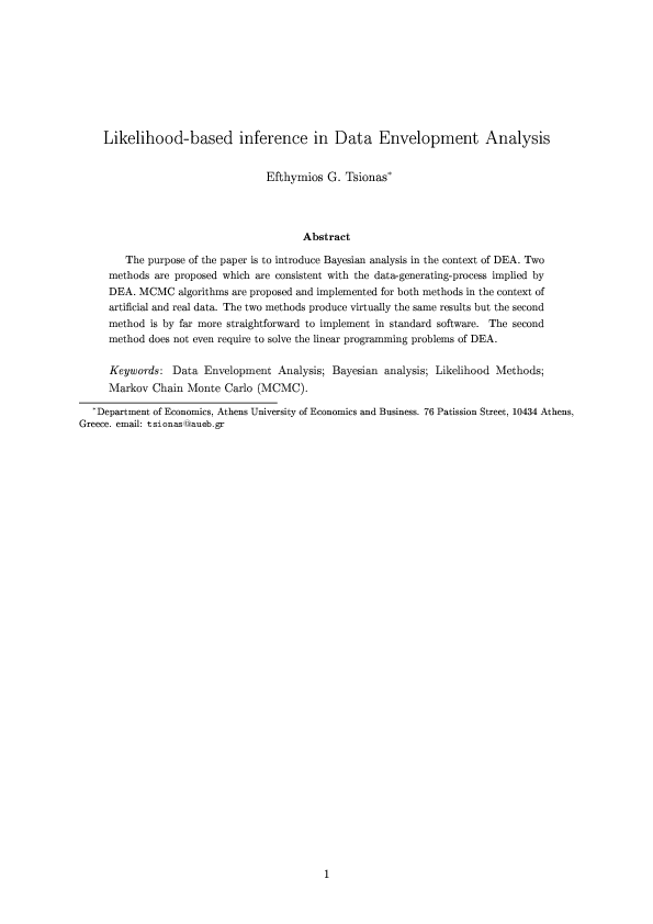 (PDF) Likelihood-Based Inference in Data Envelopment Analysis