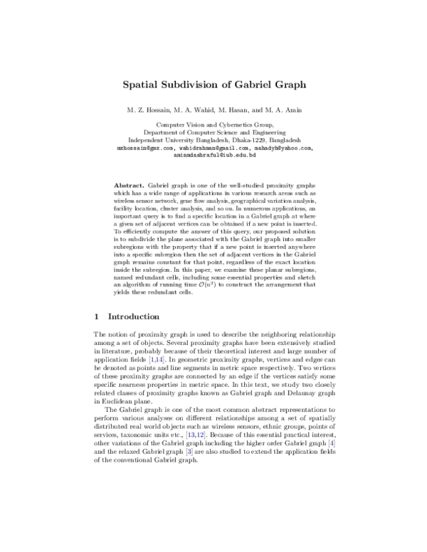 (PDF) Spatial Subdivision of Gabriel Graph