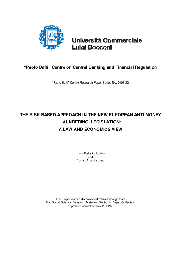 (PDF) The Risk-Based Approach in the New European Anti-Money Laundering ...