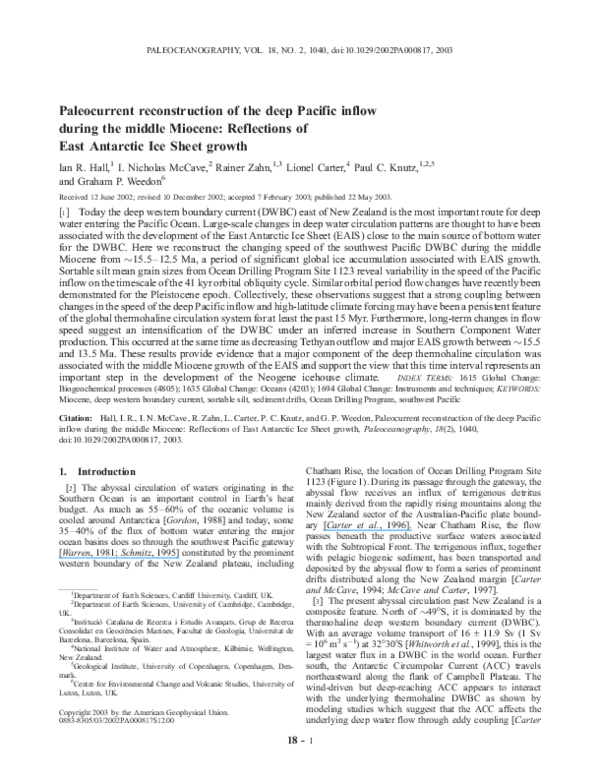 (PDF) Paleocurrent reconstruction of the deep Pacific inflow during the ...
