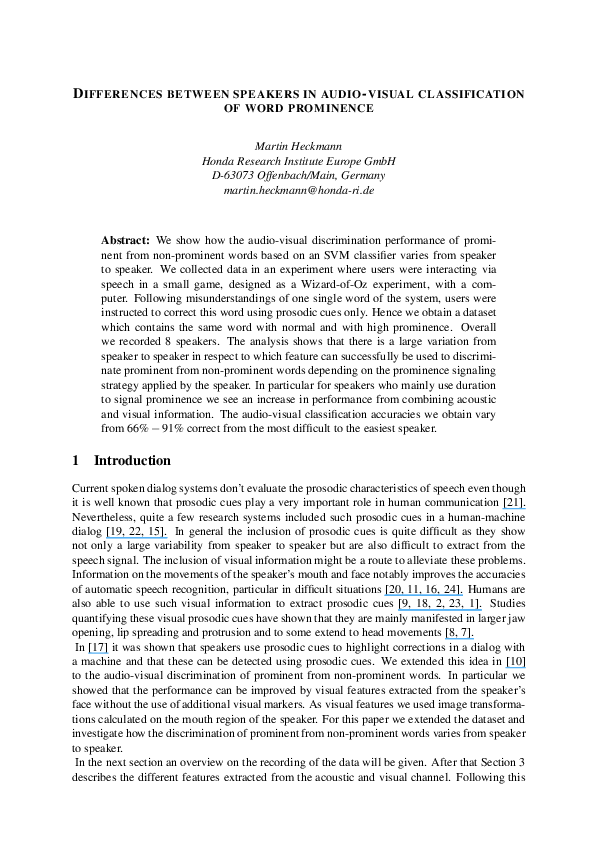 (PDF) Differences Between Speakers in Audio-Visual Classification of ...