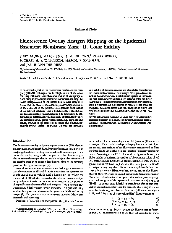 (PDF) Fluorescence Overlay Antigen Mapping of the Epidermal Basement ...