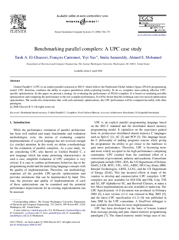 (PDF) Benchmarking parallel compilers: A UPC case study