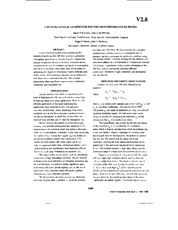 (PDF) A bit-level systolic architecture for very high performance IIR ...