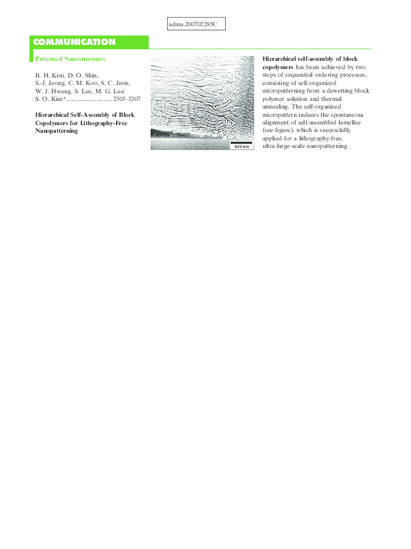 (PDF) Hierarchical self-assembly of block copolymer micelles directed by metal-ligand complexes