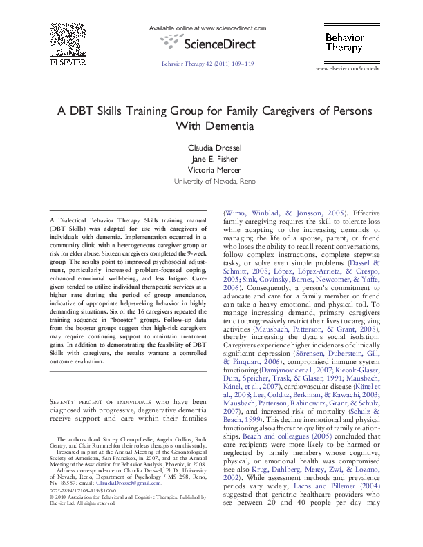 (PDF) A DBT Skills Training Group for Family Caregivers of Persons With ...