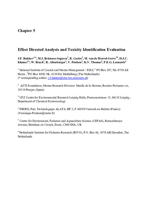 (PDF) Effect Directed Analysis and Toxicity Identification Evaluation