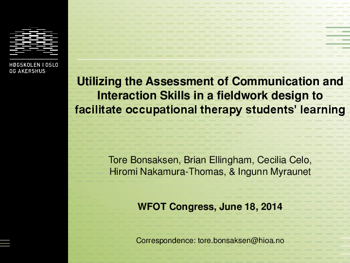 (PDF) Utilizing the Assessment of Communication and Interaction Skills ...