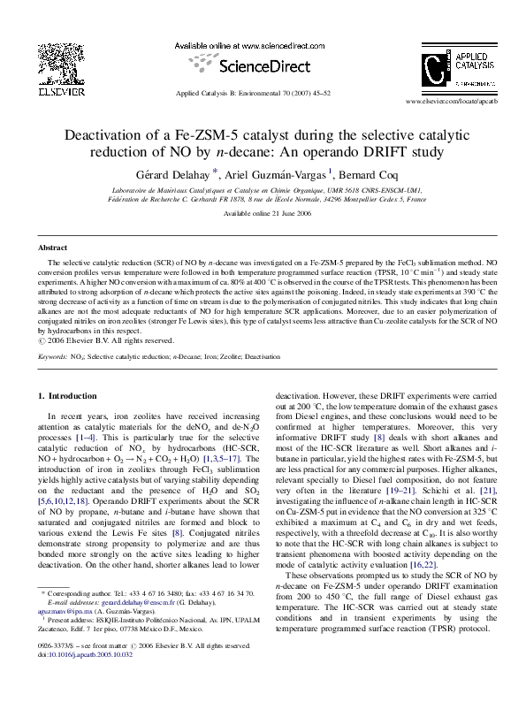 (PDF) Deactivation of a Fe-ZSM-5 catalyst during the selective ...
