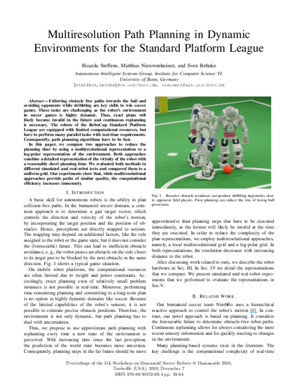 (PDF) Multiresolution Path Planning in Dynamic Environments for the Standard Platform League