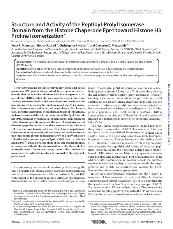 (PDF) Structure and activity of the peptidyl-prolyl isomerase domain ...