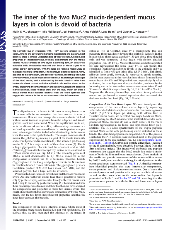 (PDF) The inner of the two Muc2 mucin-dependent mucus layers in colon ...