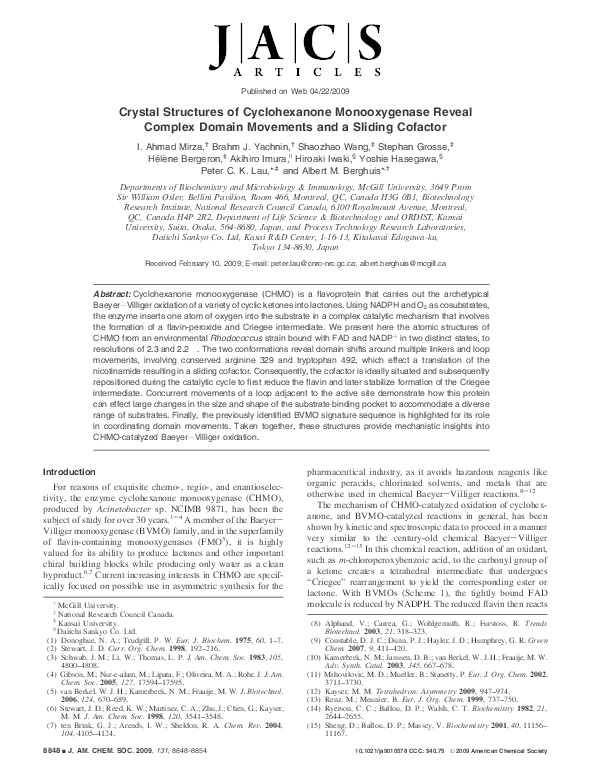 (PDF) Crystal Structures of Cyclohexanone Monooxygenase Reveal Complex ...