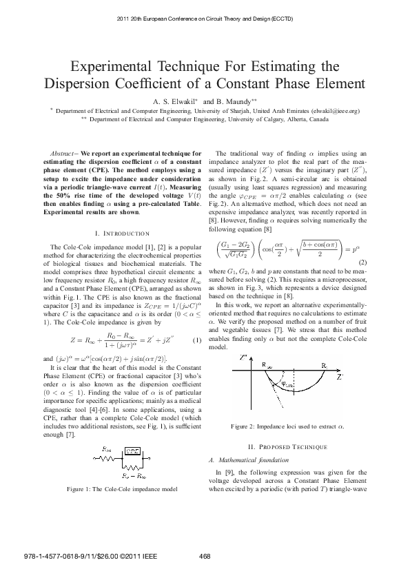(PDF) Experimental technique for estimating the dispersion coefficient ...