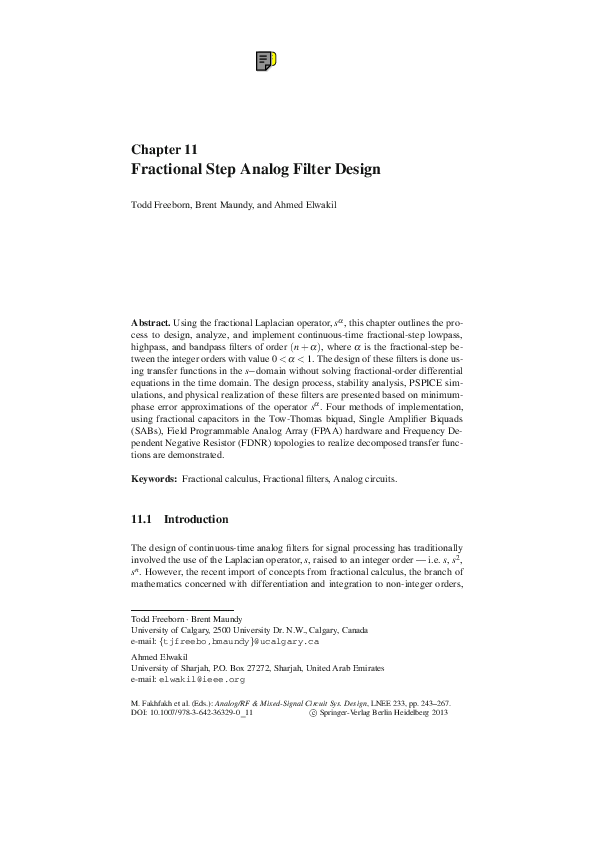 (PDF) Fractional step analog filter design