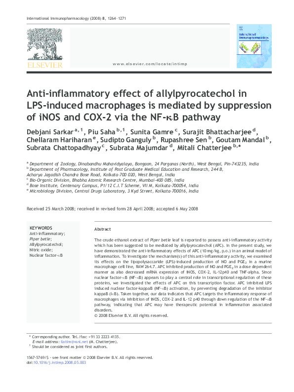 (PDF) Anti-inflammatory effect of allylpyrocatechol in LPS-induced ... (PDF) Anti-inflammatory effect of allylpyrocatechol in LPS-induced ...