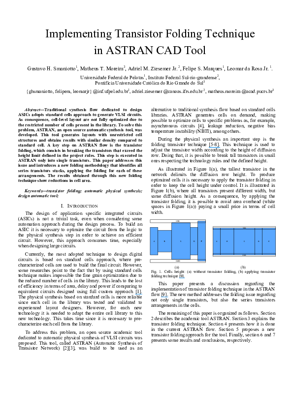 (PDF) Implementing Transistor Folding Technique in ASTRAN CAD Tool