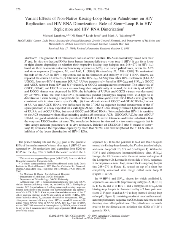 (PDF) Variant Effects of Non-Native Kissing-Loop Hairpin Palindromes on ...