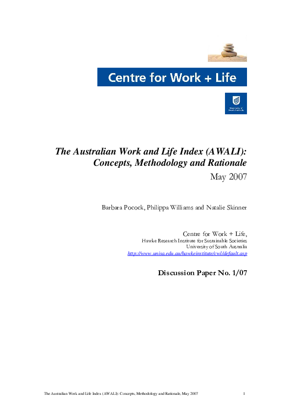 (PDF) The Australian Work and Life Index (AWALI): concepts, methodology ...