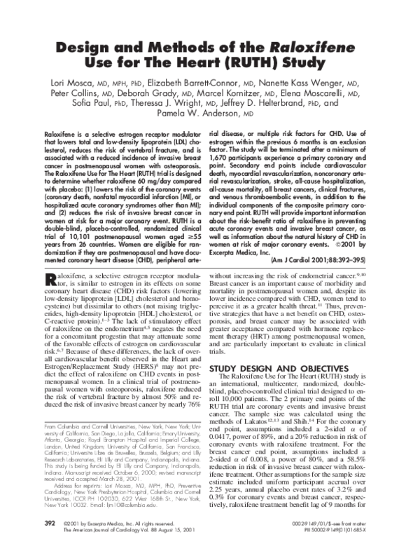 (PDF) Design and methods of the Raloxifene Use for The Heart (RUTH) study