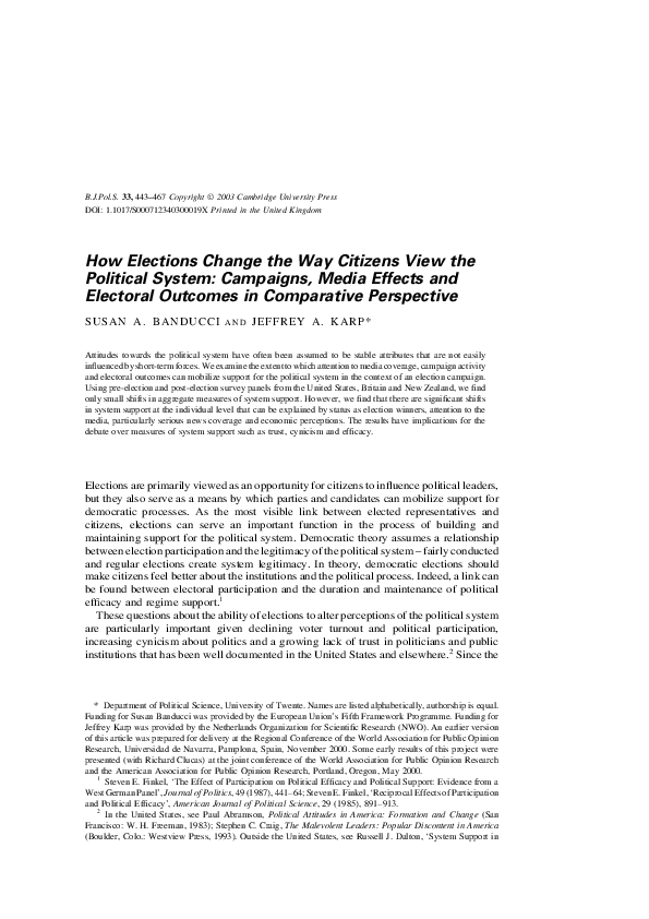 (PDF) How Elections Change the Way Citizens View the Political System ...