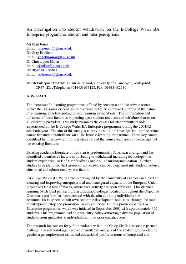 (DOC) E-retention: an initial evaluation of student withdrawals within ...