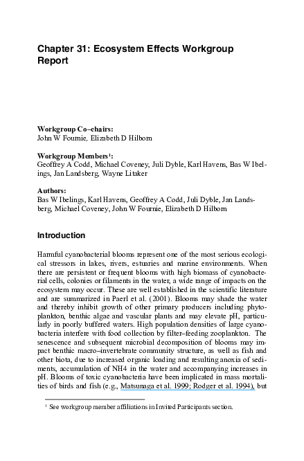 (PDF) Ecosystem Effects Workgroup Report