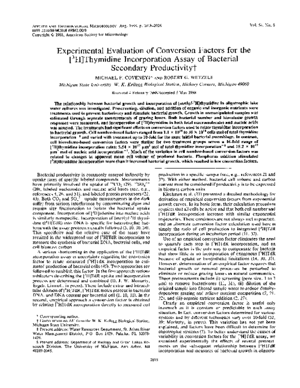 (PDF) Experimental evaluation of conversion factors for the [3H ...