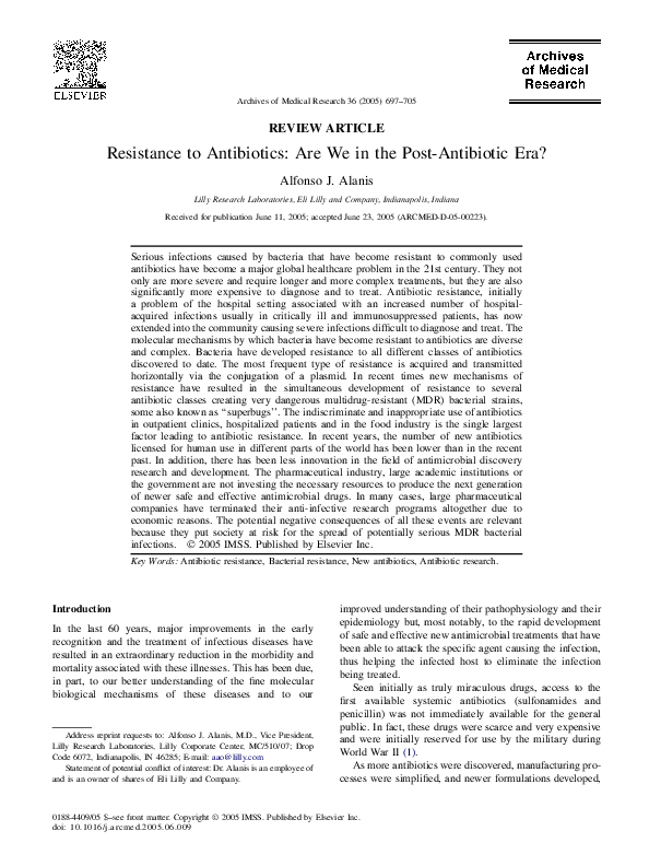 (PDF) Resistance to Antibiotics: Are We in the Post-Antibiotic Era?