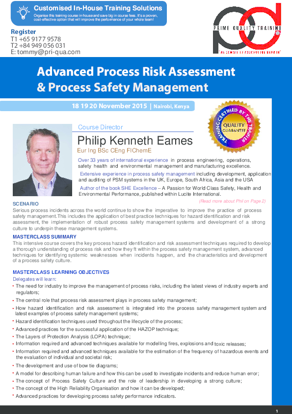 (PDF) Advanced Process Risk Assessment & Process Safety Management ...