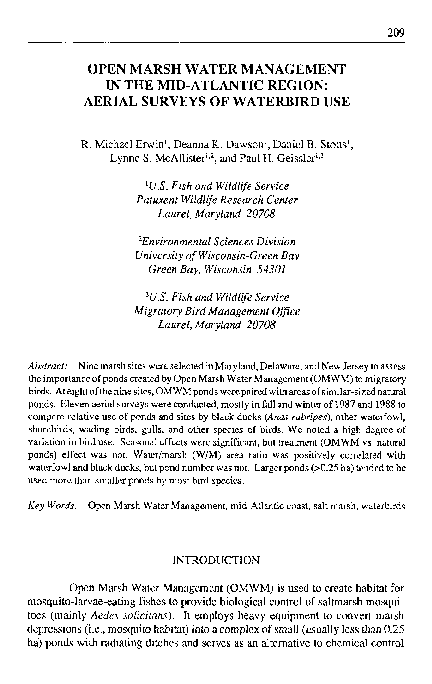 (PDF) Open marsh water management in the mid-atlantic region: Aerial ...