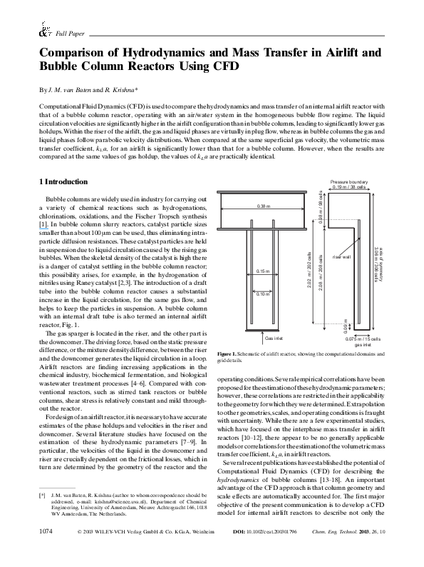 (PDF) Comparison of Hydrodynamics and Mass Transfer in Airlift and Bubble Column Reactors Using CFD