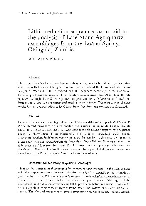 (PDF) Lithic reduction sequences as an aid to the analysis of Late ...