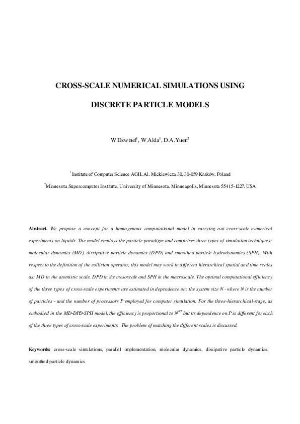 Pdf Cross Scale Numerical Simulations Using Discrete Particle Models