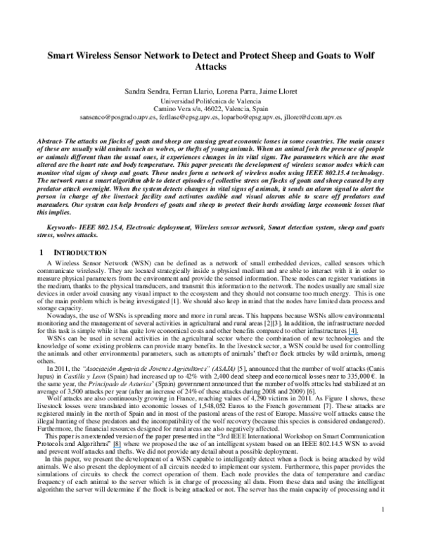 Pdf Smart Wireless Sensor Network To Detect And Protect Sheep And Goats To Wolf Attacks