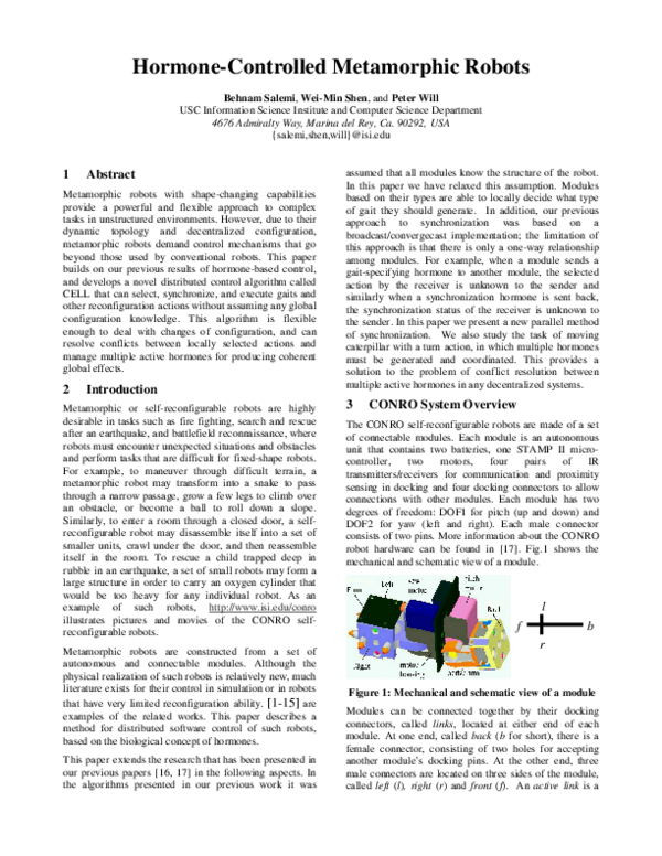 (PDF) Hormone-controlled metamorphic robots