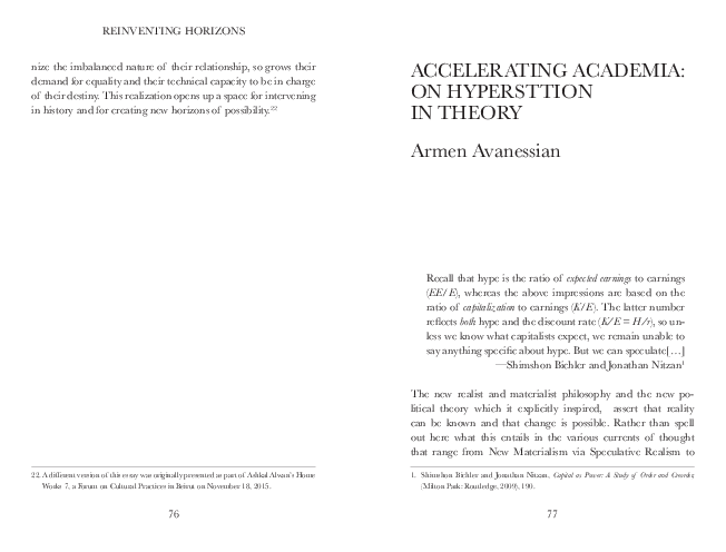 (PDF) Avanessian, Armen – Accelerating Academia: On Hyperstition in Theory