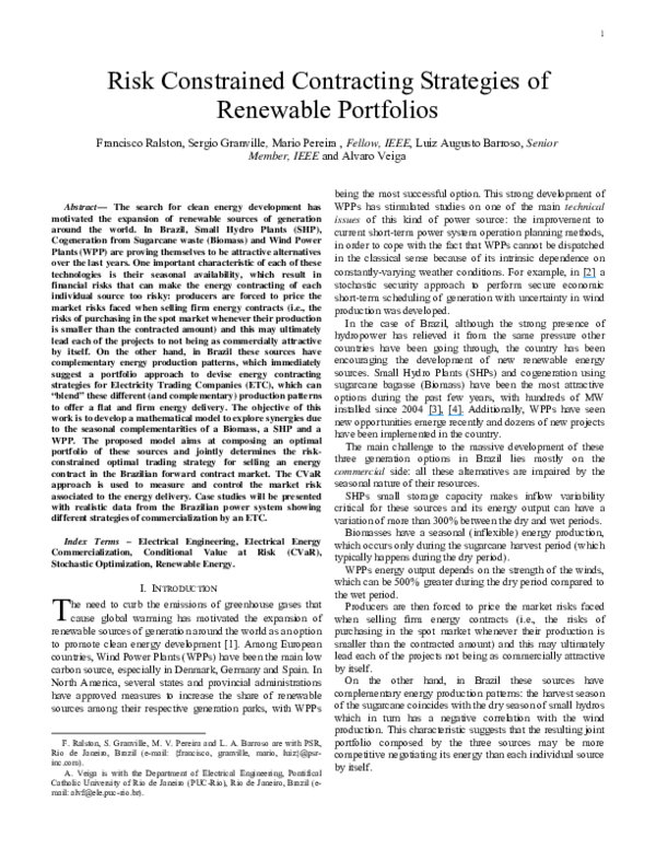 (PDF) Risk constrained contracting strategies of renewable portfolios