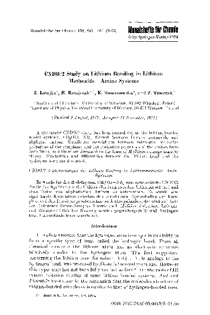 (PDF) CNDO/2 study on lithium bonding in lithium methoxide?Amine systems