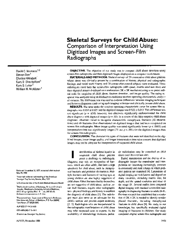 (PDF) Skeletal surveys for child abuse: comparison of interpretation ...