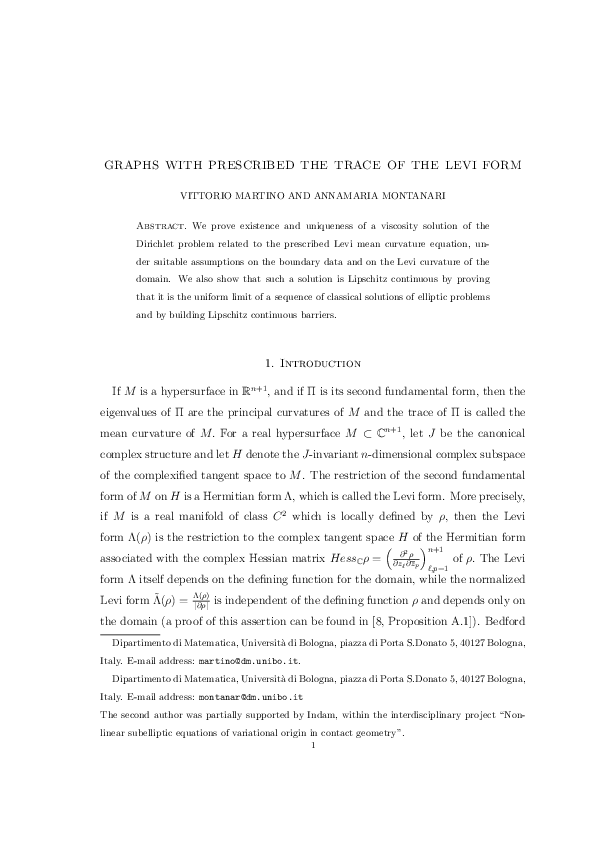(PDF) Graphs with prescribed Levi form trace