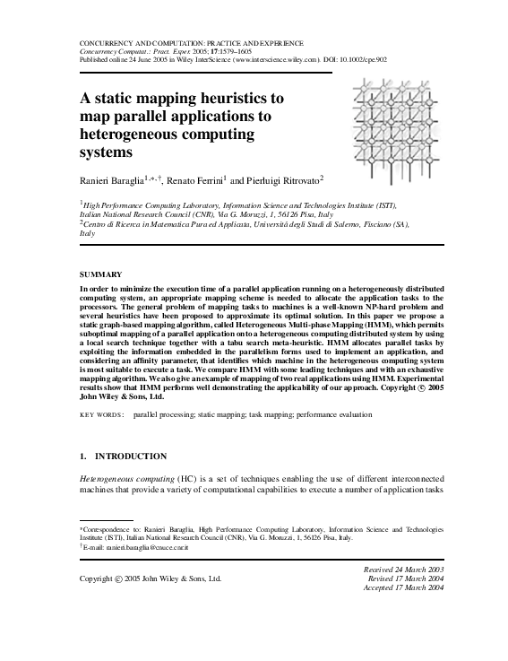Pdf A Static Mapping Heuristics To Map Parallel Applications To