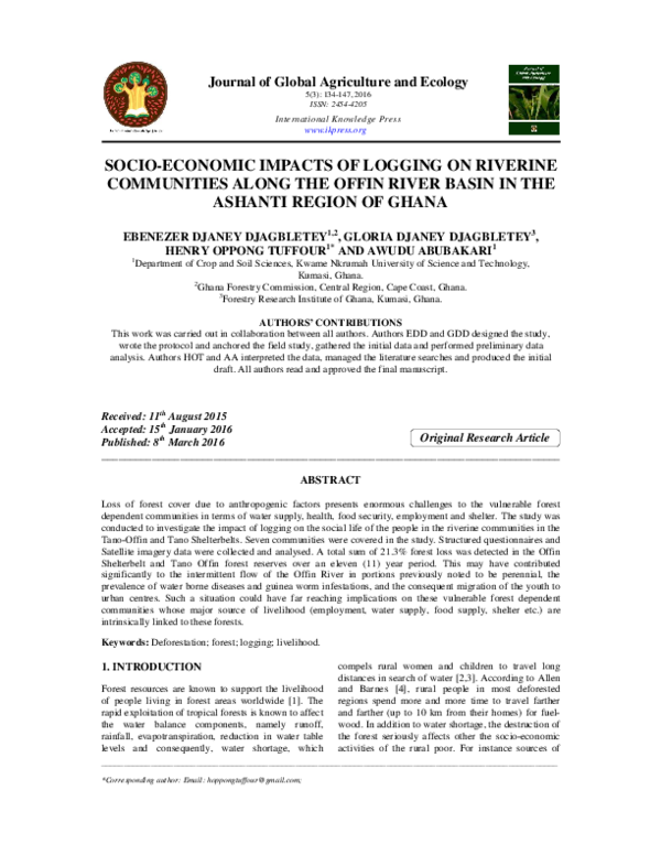 (PDF) Journal of Global Agriculture and Ecology SOCIO-ECONOMIC IMPACTS ...