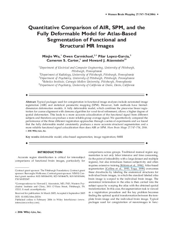 (PDF) Quantitative comparison of AIR, SPM, and the fully deformable model for atlas-based ...