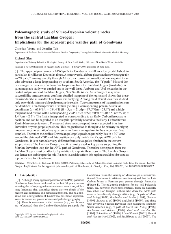 (PDF) Paleomagnetic study of Siluro-Devonian volcanic rocks from the ...